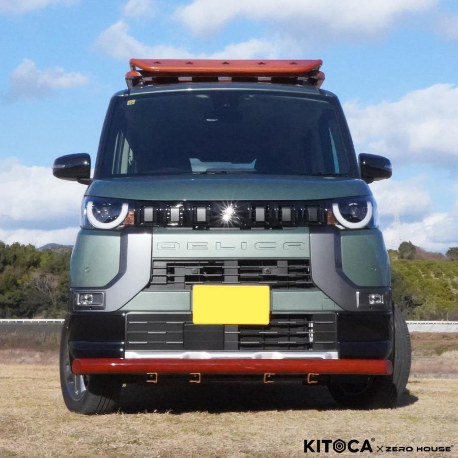 三菱 デリカミニ ekクロススペース カスタム フロント バンパー バンパーガード グリルガード 外装 パーツ 木目 ボルトオン 加工不要 車検対応 リフトアップ KITOCA : ZERO ...