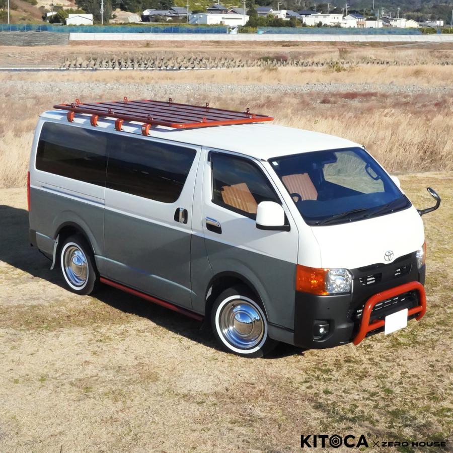 ハイエース ルーフキャリア ルーフラック ルーフバスケット 収納 低床 軽量 立駐OK 木目 オフロード クラシック アウトドア カスタム 200系 全型式 KITOCA : ZERO ...