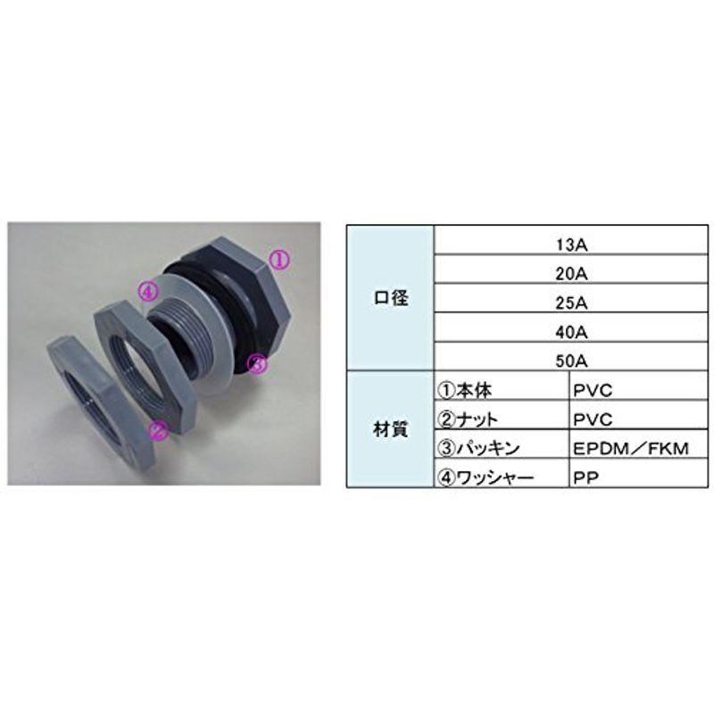 関西化工 穴開け配管 PVC フィッティング タンク 継手 (FKM パッキン) 50A : ZEROKARA工房 - 通販 - Yahoo!ショッピング