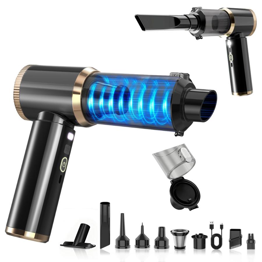 ハンディクリーナー 掃除機 ハンディ 車用掃除機 コードレス 業界最強37000PA 5in1多機能 独立LEDライト付き (吸引/エアー ...