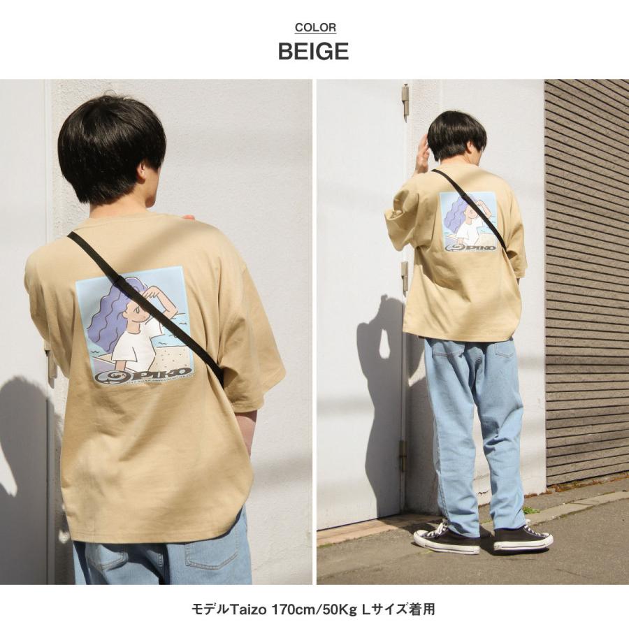 PIKO プリント Tシャツ メンズ 半袖 半袖Tシャツ レディース ユニセックス 大きめ ゆったり ビッグシルエット 体型カバー 夏 夏物 夏服 (pkm1443)＃ : pkm1443 ...