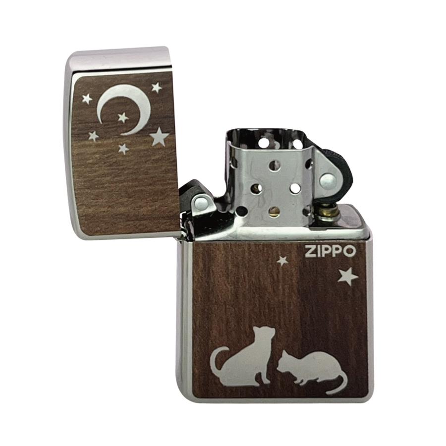 ZIPPO（ジッポー） ライター ジッポ 両面加工 BW−CAT 猫 ウッド調 ブラウン シンプル 人気 デザイン オイルライター ギフト ...