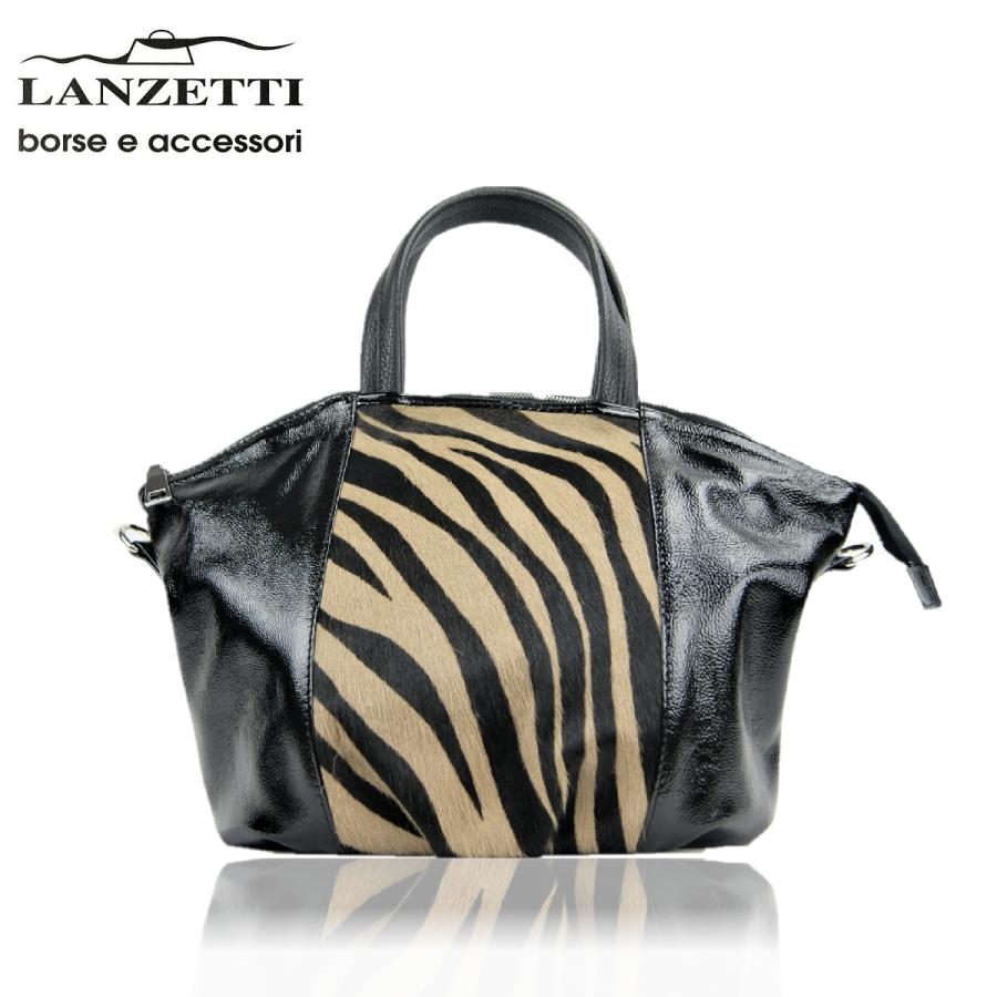 ハンドバッグ レディースバッグ アニマル ファーバッグ ショルダー バッグ ゼブラ かわいい 人気 売れ筋 LANZETTI イタリア ...