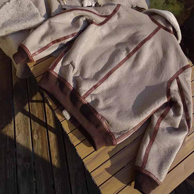 ラムムートン 馬革 ジャケット コート メンズ リブ袖 裾リブ アウター 本革 秋/冬 グレージュ S/M/L/2L/3L/4L/5L l4a03 : zoeeヤフー店 - 通販 ...