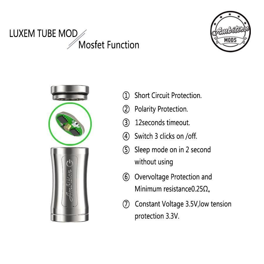 Ambition MODS (アンビションモッズ)LUXEM 18350/18650 tube mod SS : 電子タバコ専門店 ...