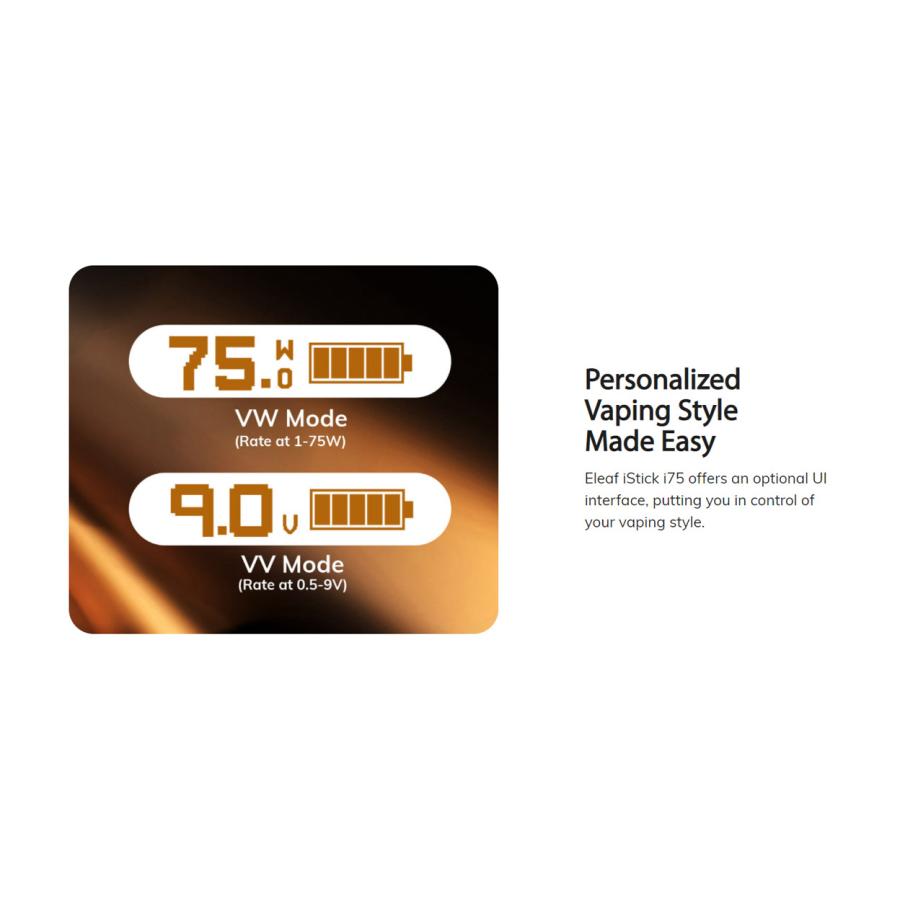 Eleafイーリーフ iStick i75 75W Box Mod 3000mAh : eleaf-m075 : 電子タバコ専門店 ZONOVAPER - 通販 - Yahoo!ショッピング