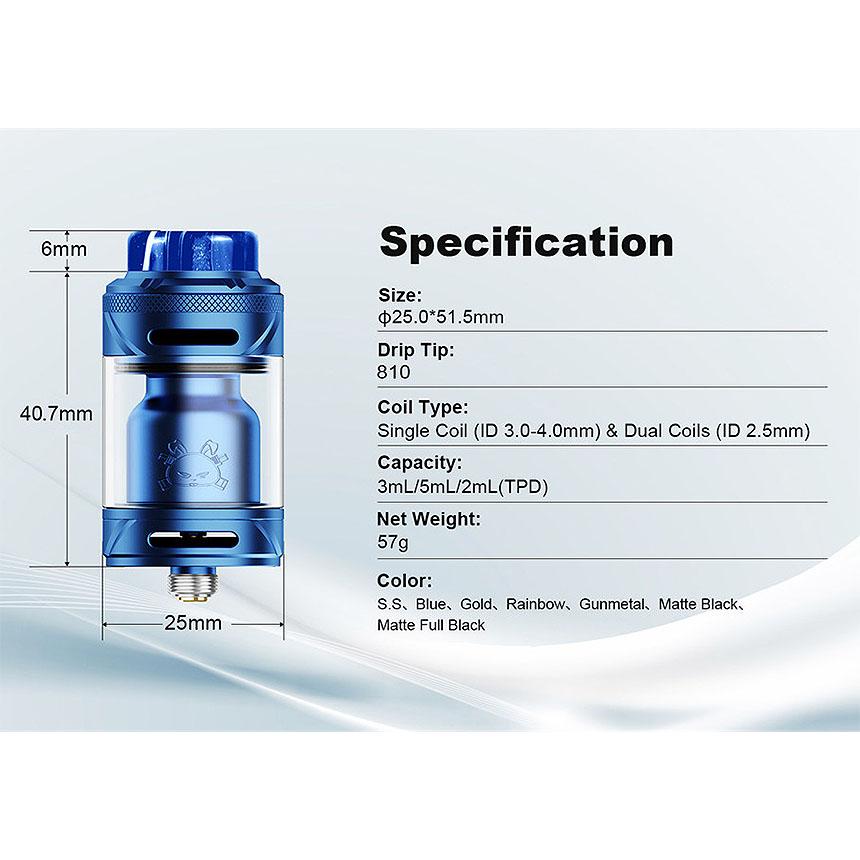 HELLVAPE Dead Rabbit デッドラビットFat Solo 2 RTA25mm Atomizer 5ml Matte Black ...