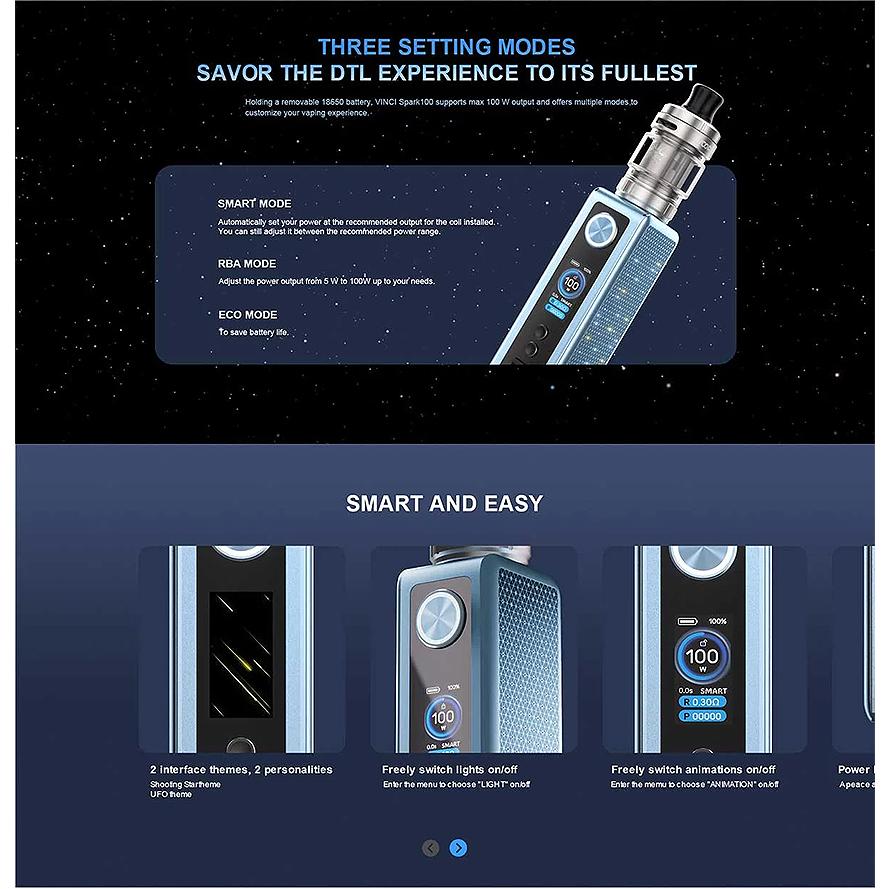 VOOPOOブープーVINCI Spark100 Box Mod 100W Silver : 電子タバコ専門店 ZONOVAPER - 通販 ...