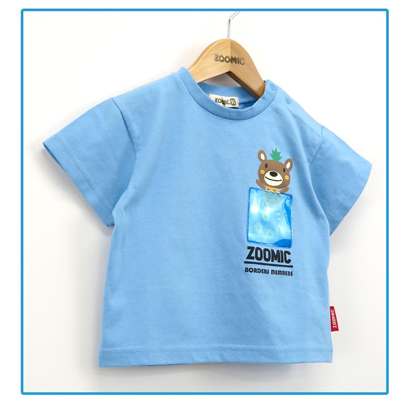 ZOOMIC Tシャツ キッズ プリント 男の子 女の子 半袖T レトロポップ トップス ブルー パープル 80 90 95 100 110 120 130 ズーミック 子供服 ベビー くま ...