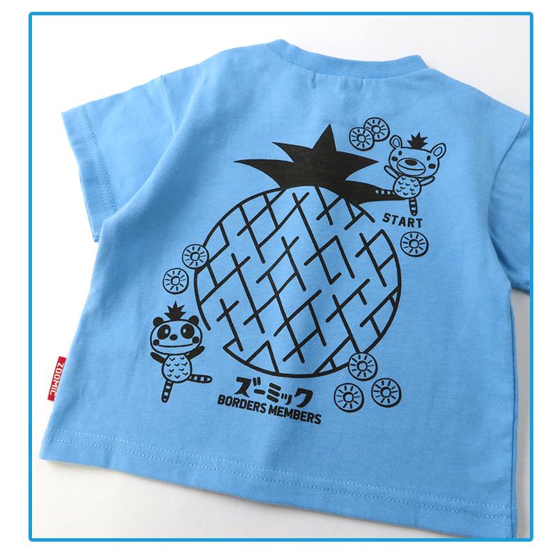 ZOOMIC Tシャツ キッズ プリント 男の子 女の子 半袖T レトロポップ トップス ブルー パープル 80 90 95 100 110 120 130 ズーミック 子供服 ベビー くま ...