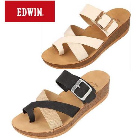 EDWIN セール EW9502 ブラック ホワイト エドウィン 指付き ハナオ付 はなお付き トング リゾート コンフォート サンダル ベンハー 婦人 レディース キャンプ : ズック ...