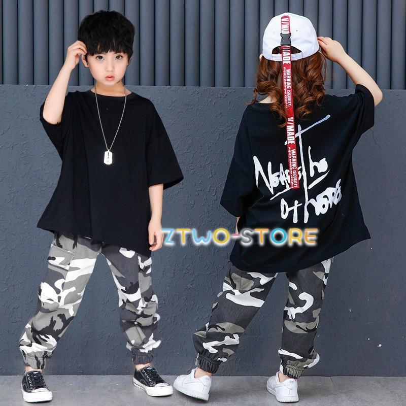 キッズ ダンス衣装 ヒップホップ HIPHOP 子供 ダンストップス 迷彩パンツ Tシャツ ダンスパンツ 長ズボン ジャズダンス 練習着 : Z2ストア - 通販 - Yahoo!ショッピング