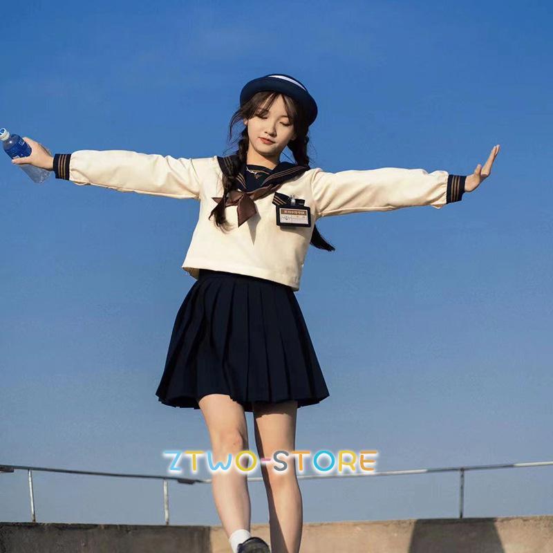 女子高生 制服 セーラー服 女子高校生 学生服 半袖/長袖 セットアップ 上下セット JK制服 文化祭 学園祭 可愛い 蝶ネクタイ付き ハロウィン イベント : Z2ストア - 通販 ...