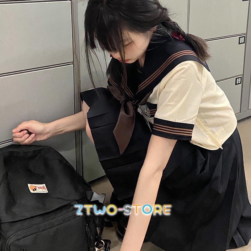 女子高生 制服 セーラー服 女子高校生 学生服 半袖/長袖 セットアップ 上下セット JK制服 文化祭 学園祭 可愛い 蝶ネクタイ付き ハロウィン イベント : Z2ストア - 通販 ...