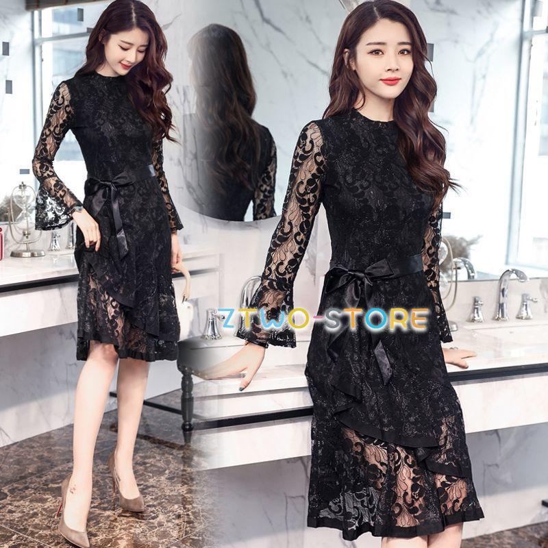 パーティードレス 結婚式 袖あり 40代 20代 10代 韓国風 フォーマル