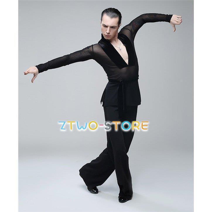 男性用 ダンス衣装 ラテン 上着 ダンスウェア Tシャツ トップス 練習着