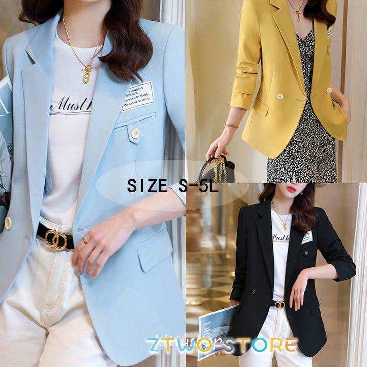 秋 テーラードジャケット 黒 レディース ブルージャケット 通勤 OL オフィス ビジネス サマージャケット イエロー 長袖 スーツジャケット ファッション S-5L : Z2ストア - 通販 ...