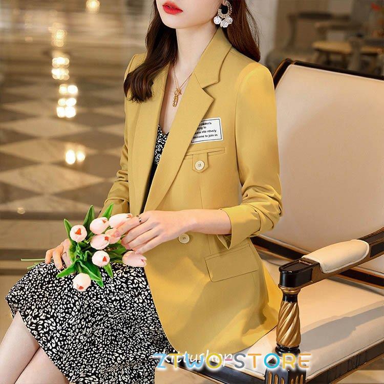 秋 テーラードジャケット 黒 レディース ブルージャケット 通勤 OL オフィス ビジネス サマージャケット イエロー 長袖 スーツジャケット ファッション S-5L : Z2ストア - 通販 ...