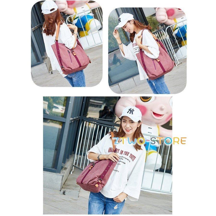 ポシェット リュック ショルダーバッグ レディースバック ズックバッグ 帆布バッグ ハンドバッグ 多機能 大容量 かばん かわいい アウトドア 通勤 全5色 3way :ztwo1202 ...