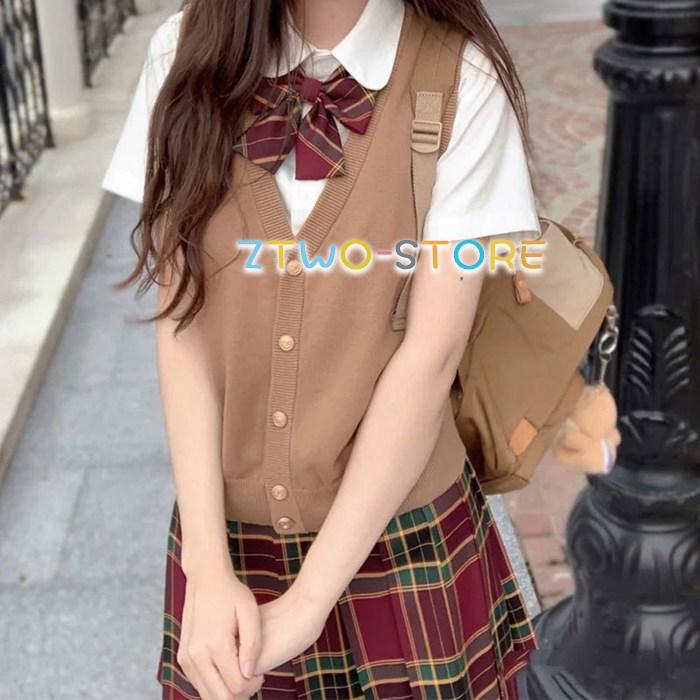 ニットベスト 学生 トップス JK スクール ノースリーブ セーター vネック 制服 通学 無地 レディース 開襟 袖なし プルオーバー コーデ : Z2ストア - 通販 - Yahoo!ショッピング