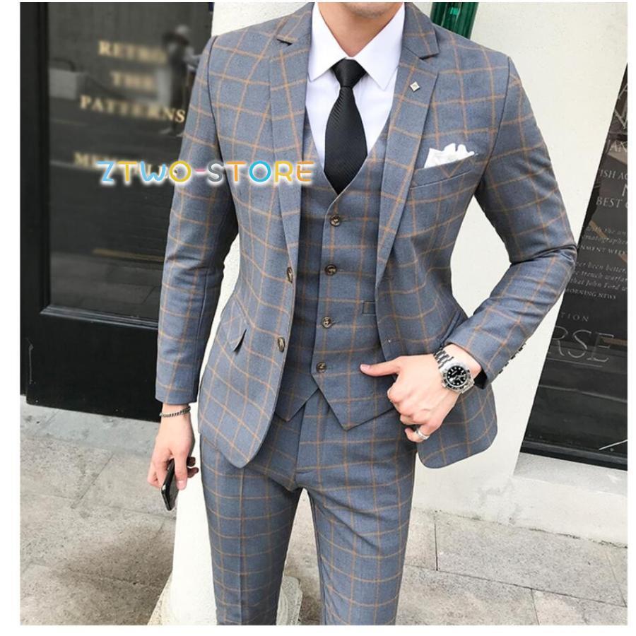 メンズスーツ タキシードスーツ 3点セットスーツ 1つボタンスーツ