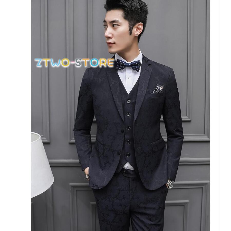 タキシードスーツ メンズスーツ 3点セットスーツ 1つボタンスーツ