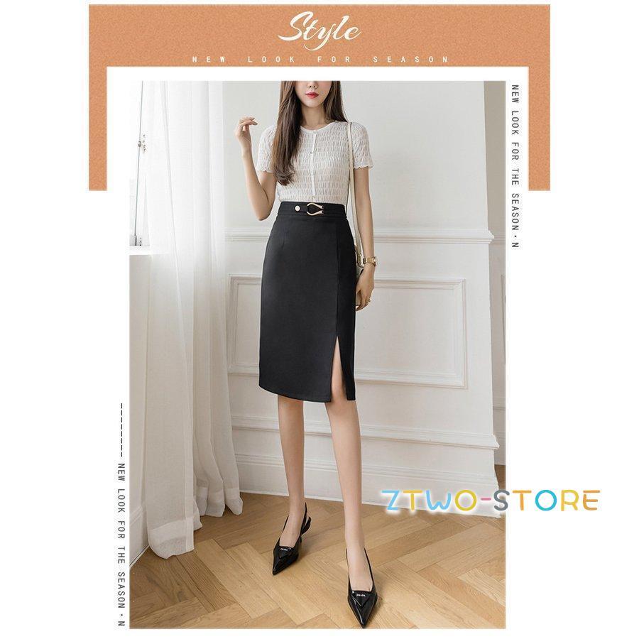 スカート 膝丈 春夏秋 タイトスカート 黒スリット レディース タイトスカートミディアム丈 ハイウエスト ボトムス 美脚 通勤OL オシャレ大人40代 体型カバー : Z2ストア - 通販 ...