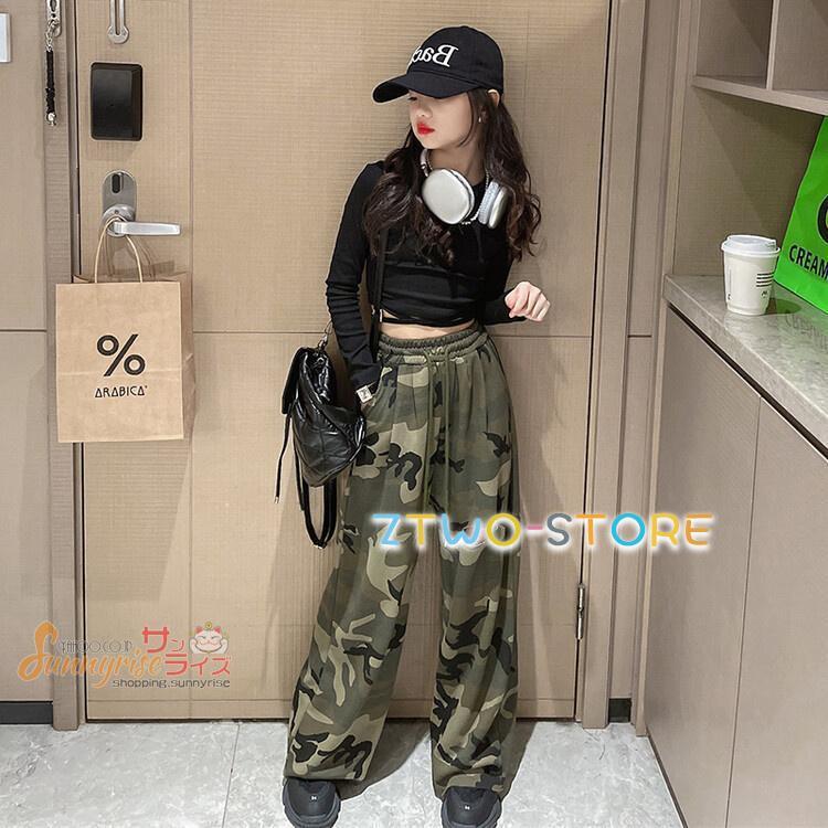 子供服 ダンス衣装 キッズ 迷彩パンツ ピンク グリーン 長袖Tシャツ 女の子 ヒップホップ jazz hiphop 普通着 練習服 原宿 団体服 ストリート チアガール 個性 : Z2ストア ...