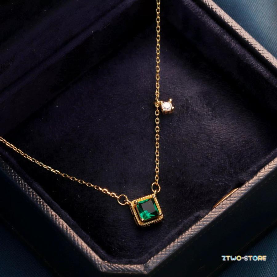 ネックレス レディース エメラルドカラー 一粒 小ぶり 四角 スクエア シンプル 重ね付け シルバー925 K14GP 女性 誕生日プレゼント 母の日ギフト : Z2ストア - 通販 ...