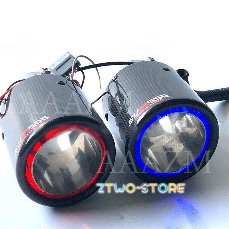 マフラーカッター LEDライト付き カーボン ステンレス製 ストレート パイプマフラー 後付け 高級感 運動風 テールスロート 入口内径63mm 自動車 外装 : zzz21201 ...