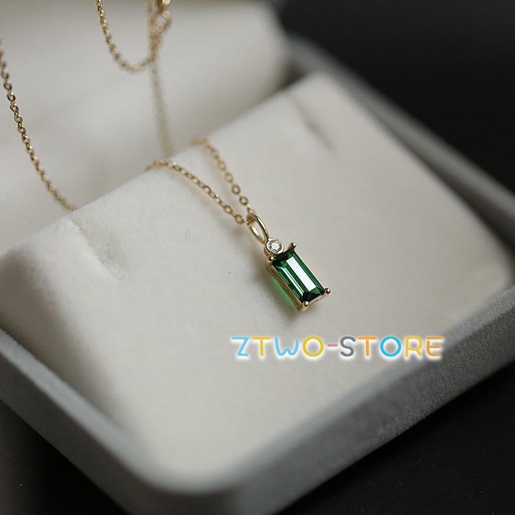 ネックレス レディース 一粒 小ぶり エメラルド 四角 スクエア シンプル 重ね付け シルバー925 K14コーティング 彼女 妻 嫁 母 女性 誕生日プレゼント : Z2ストア - 通販 ...