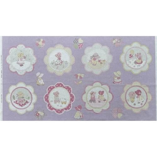 【3730068E】ブロードパッチワーク用プリント生地-パネル単位（1パネル60cm）スーちゃん/パープル : ZUIオンラインショップYahoo!店 - 通販 - Yahoo!ショッピング